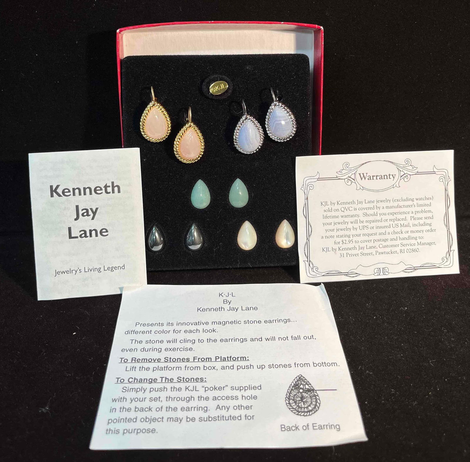 Kenneth Jay Lane Interchangeable Semi Precious Lever Back Earrings