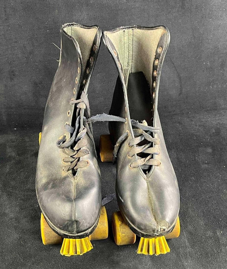 Vintage Roller Skates Yellow Wheels Auction