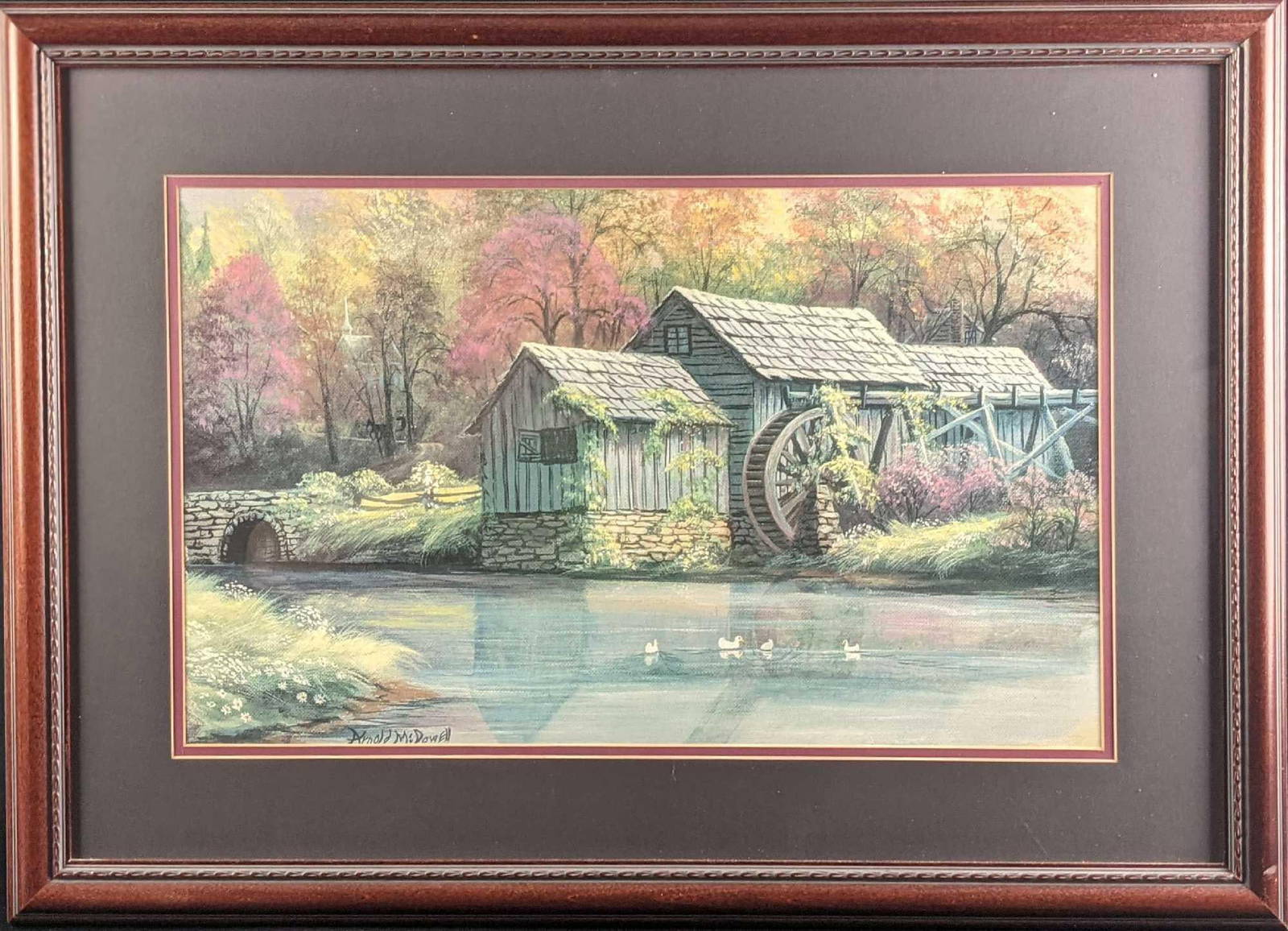 Framed Arnold Mcdowell River Mill Hidden Angel Art Auction