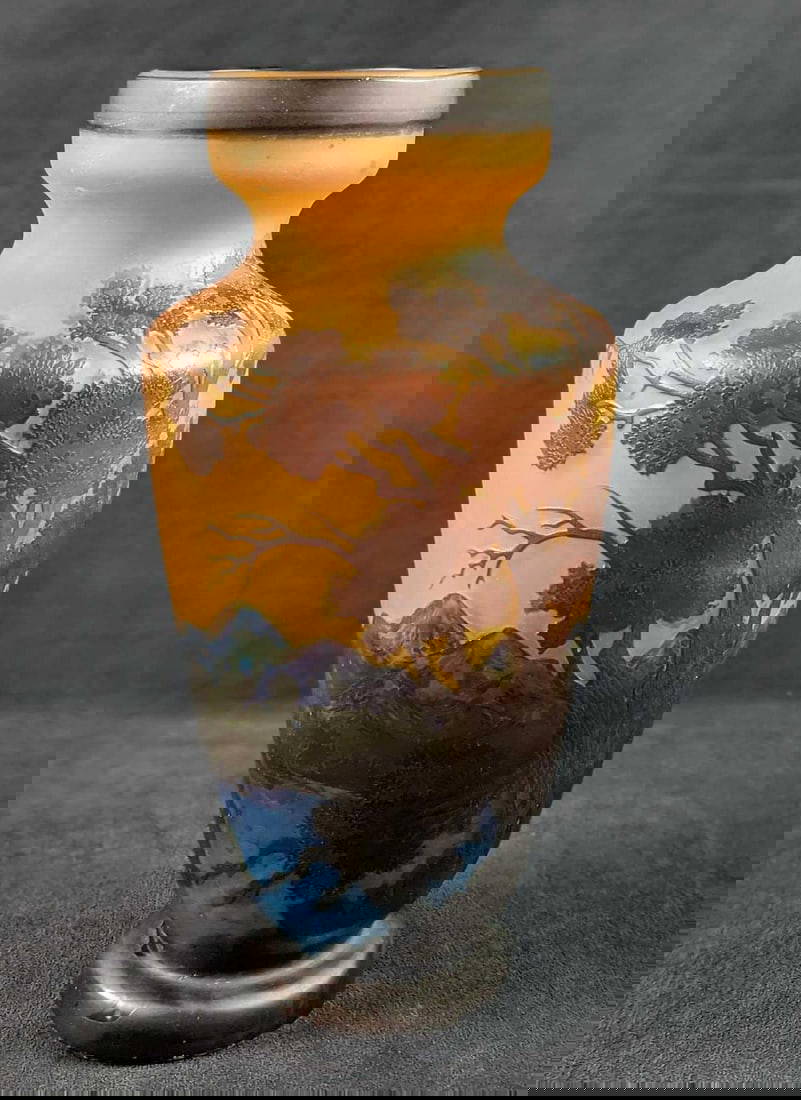 Acid Tree Etched Glass Vase Galle Reproduction Auction