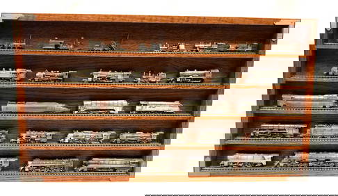 Franklin Mint Pewter Train Replicas + Display (b)