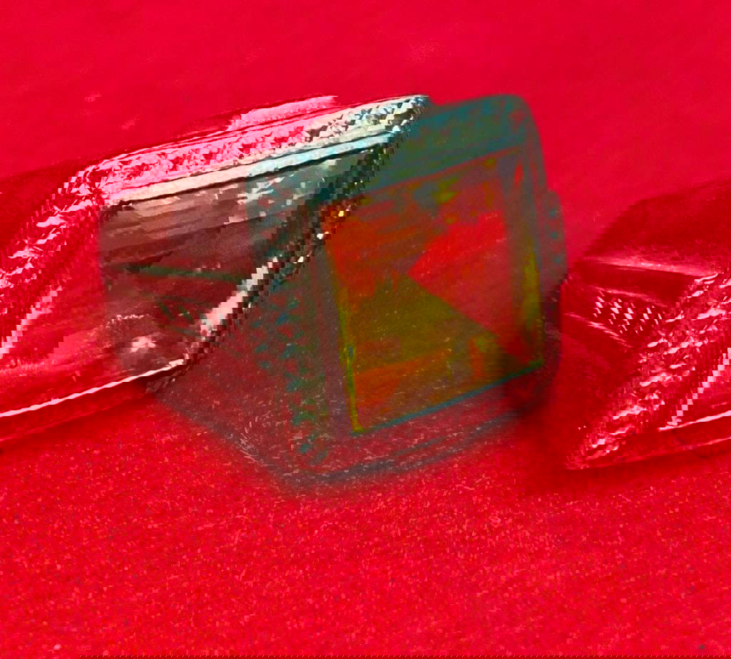 Vintage Sterling Crystal Signet Ring Auction