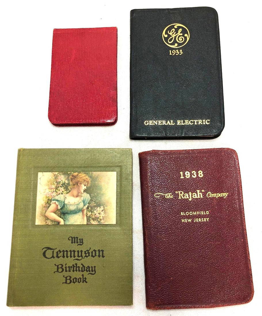 4 Antique Vintage Pocket Diaries - Personal Notes Auction