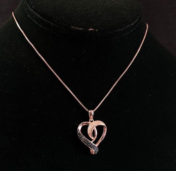 Sterling Silver Diamond Heart Necklace Auction