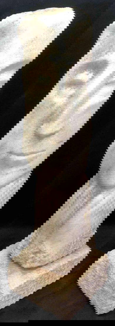 Cubist Carved Stone Statue Of Two Sided Face Auction