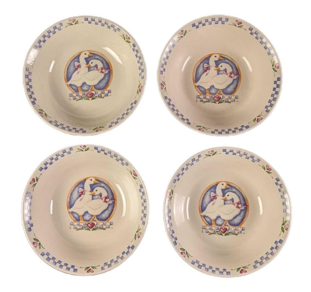 Retired Four Sugar Hill Salad Bowls By Gibson Designs Goose Auction