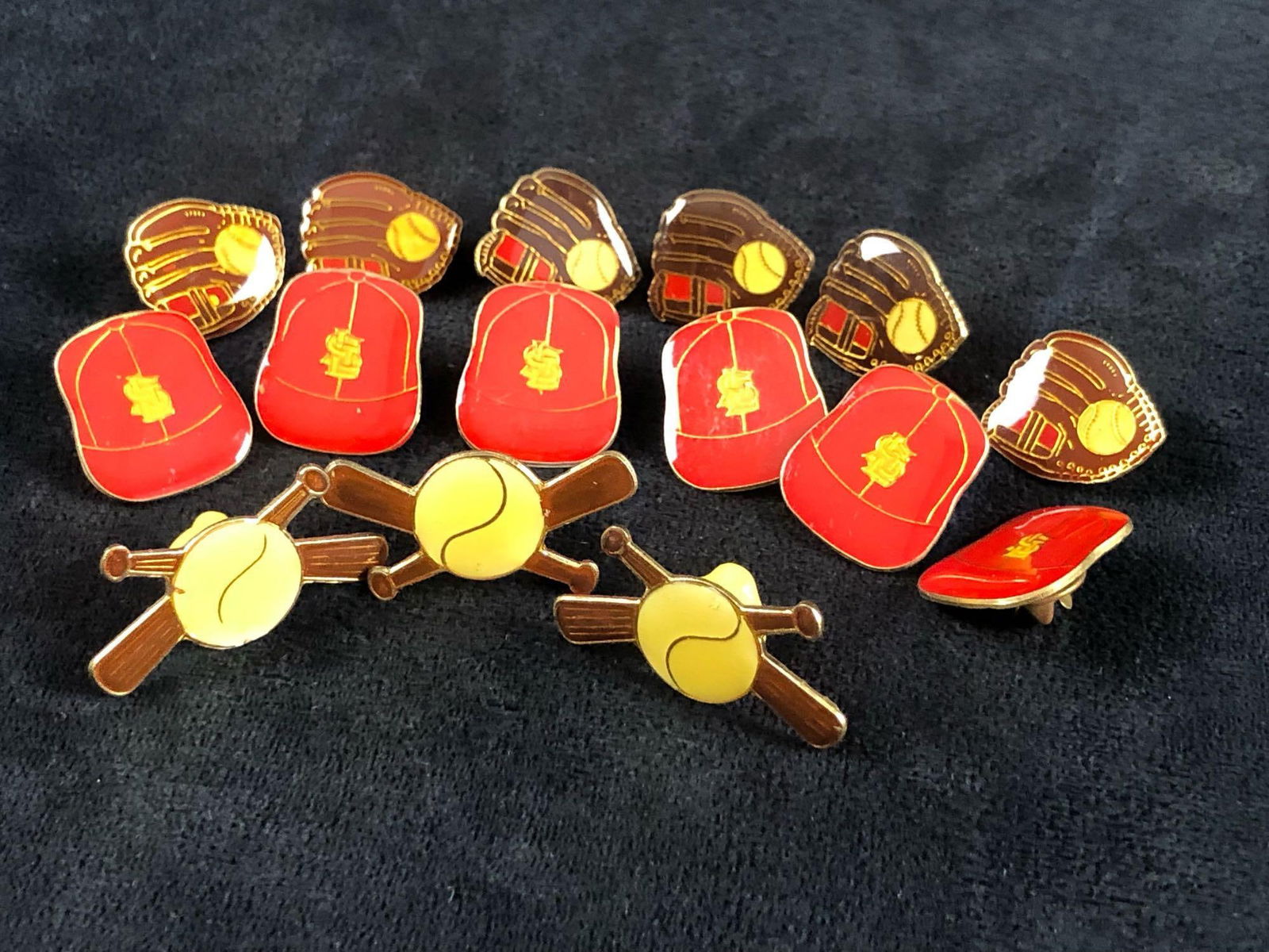 Lot Of 15 Vintage Baseball Glove Bat St. Louis Cardinals Mitt Bat Lapel ...