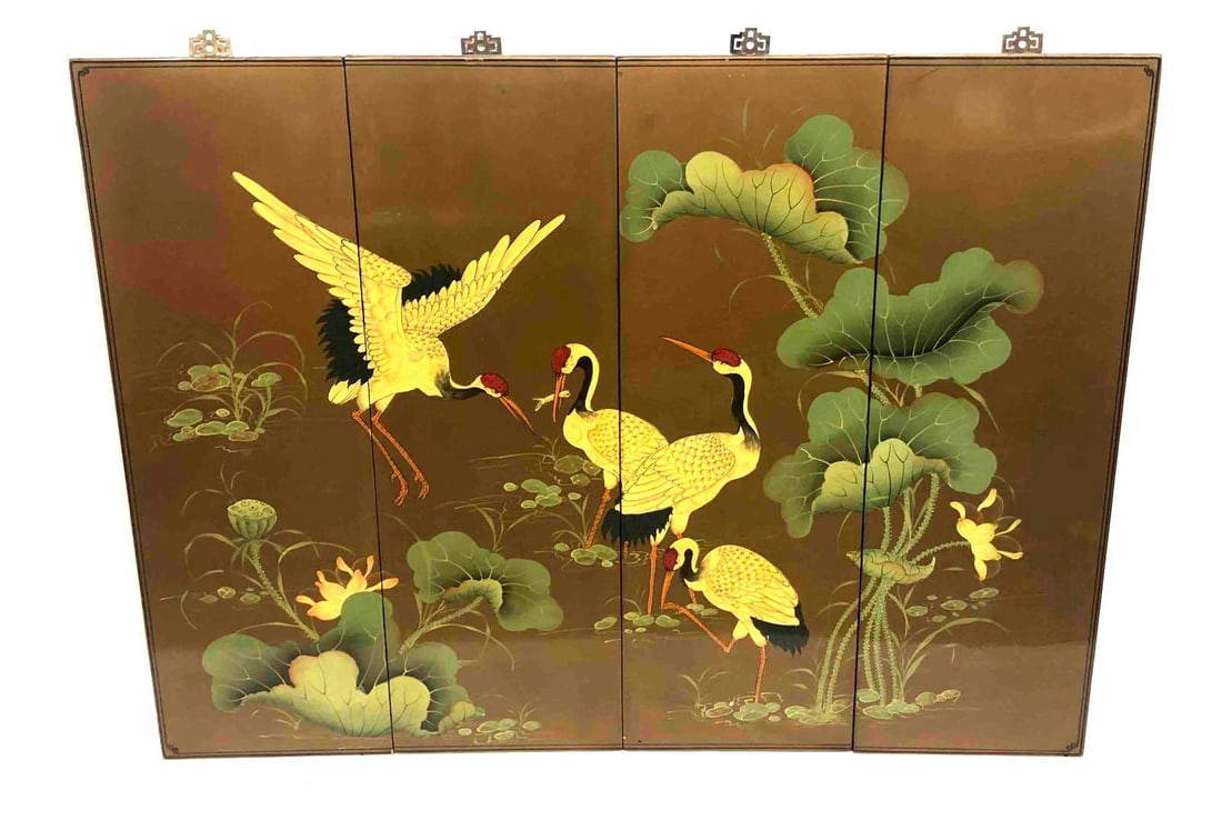 Vintage Japanese Lacquered Wood Wall Panels Set Of 4 Auction