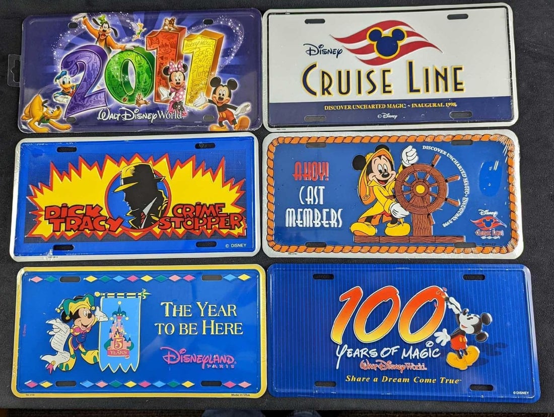 6 Walt Disney License Plates Mickey Mouse Cruise Line Auction