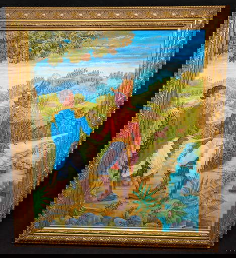 P. Daniel Demosthene Original Acrylic On Canvas Alexandre Pétion