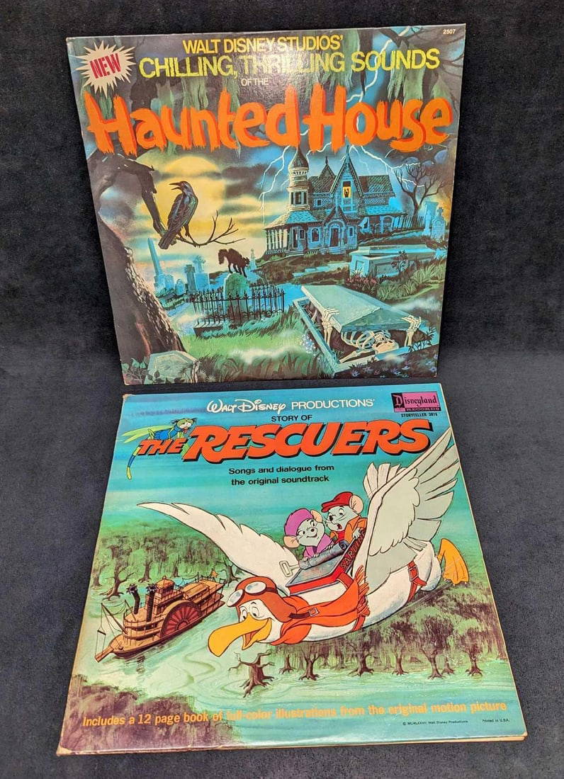 2 Disney Sounds Of The Haunted House & Rescuers Lps Auction