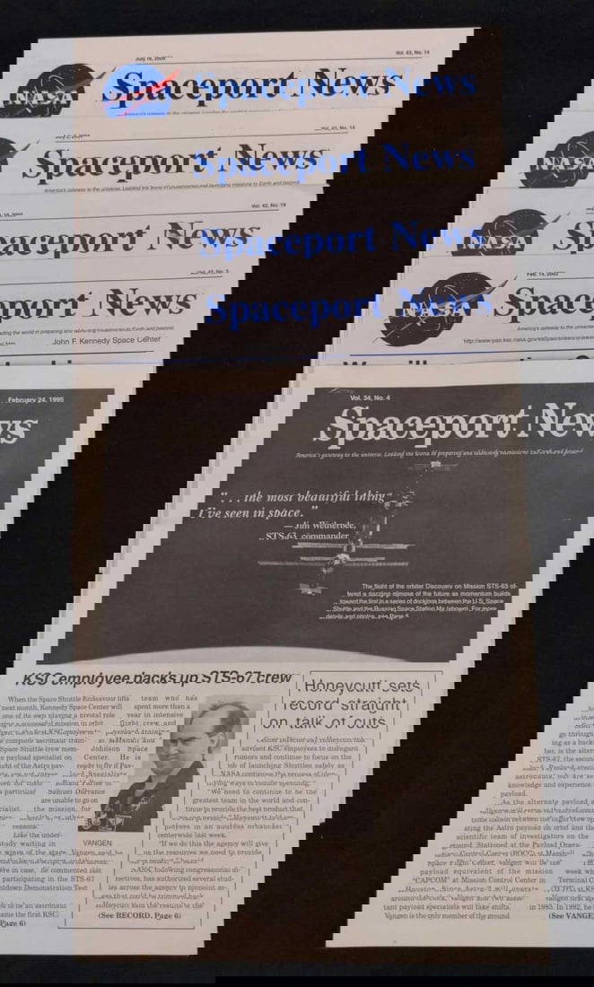 Five Nasa Spaceport News Newspapers Auction