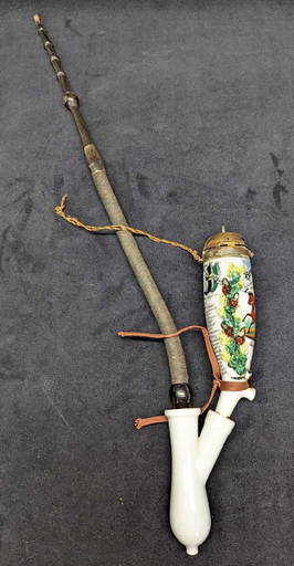 Antique German Porcelain Long Smoking Pipe