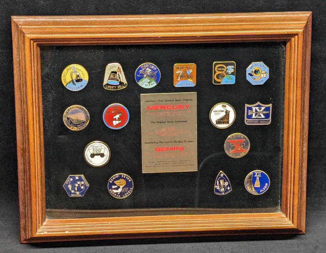 Framed Mercury And Gemini Enamel Mission Lapel Pins Auction