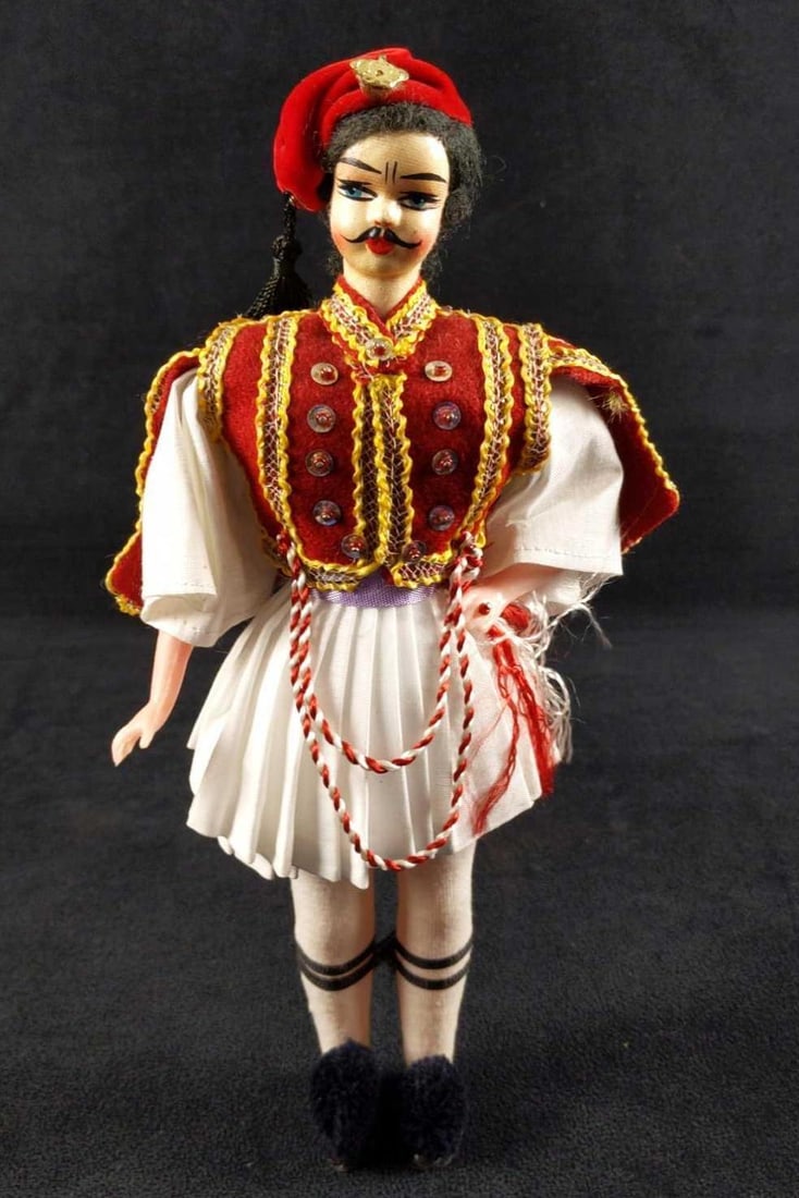 Vintage Greek Doll Traditional Evzonoi Costume Auction