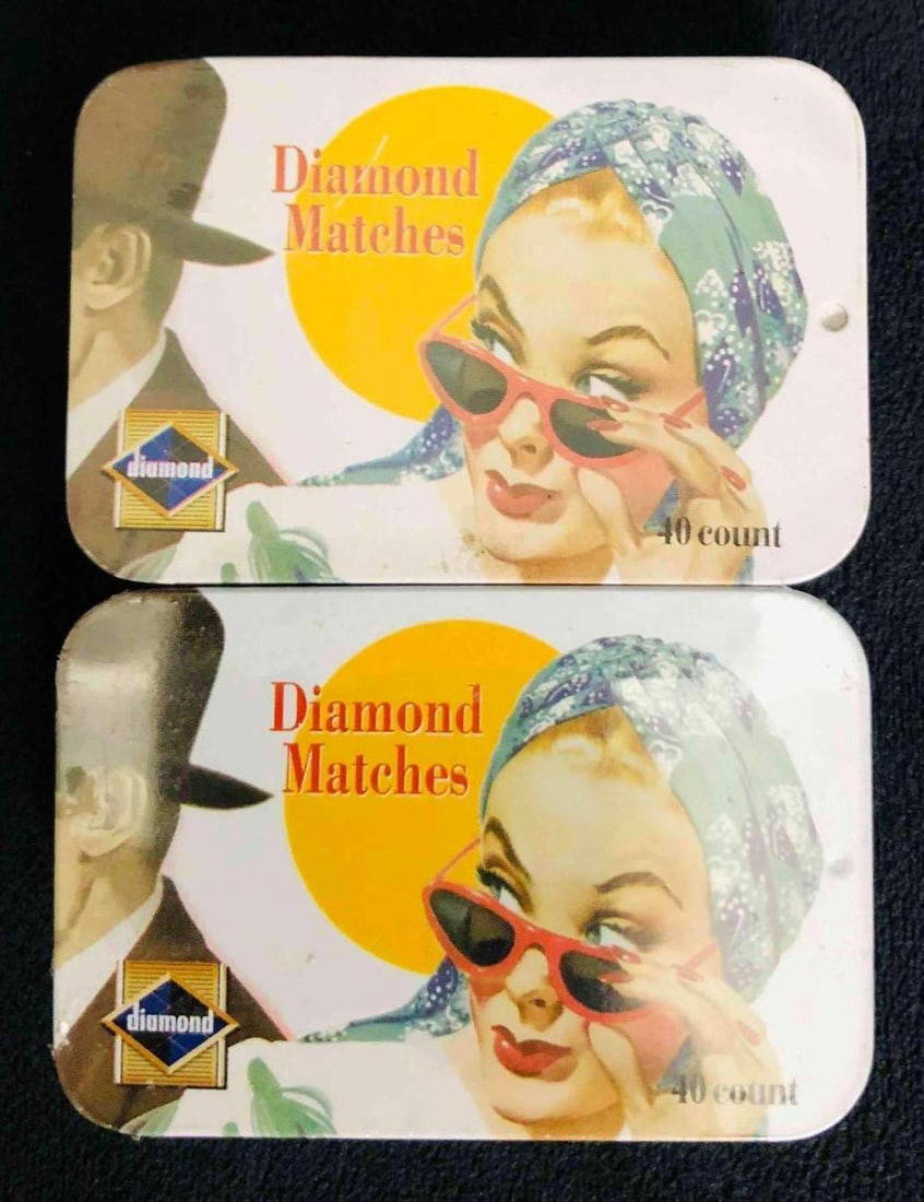 2 Sets Of Diamond Matches Tin Boxes Auction