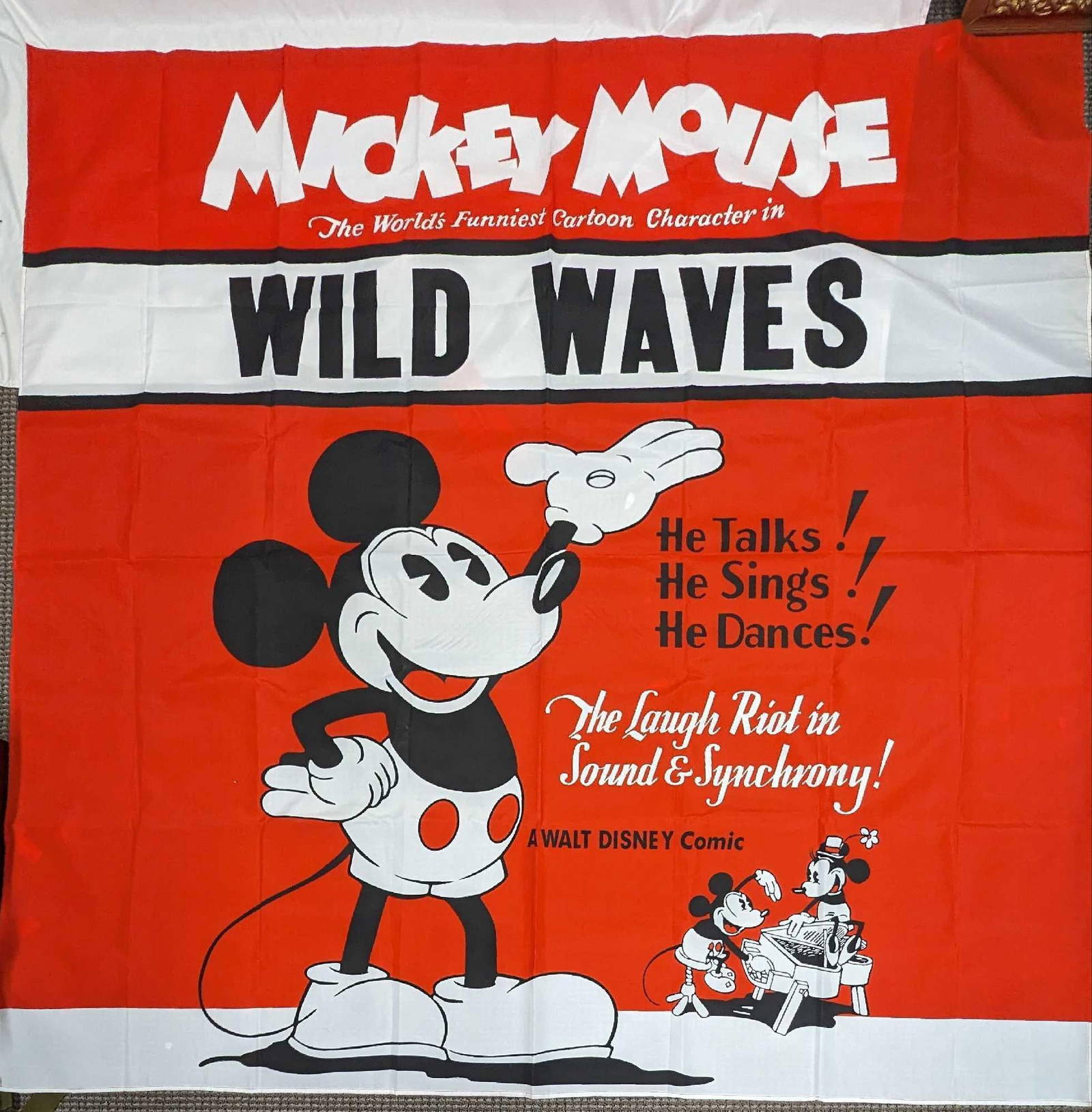 1980s Disney Mickey Mouse Wild Waves Shower Curtain & Hooks Auction