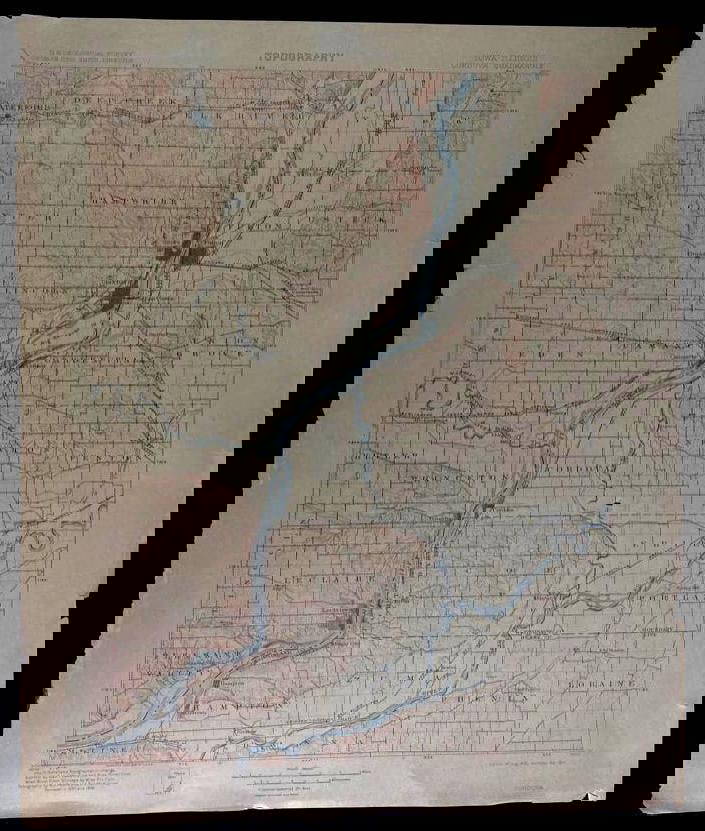 1910 Usgs Topographic Map Of Iowa-illinois Auction