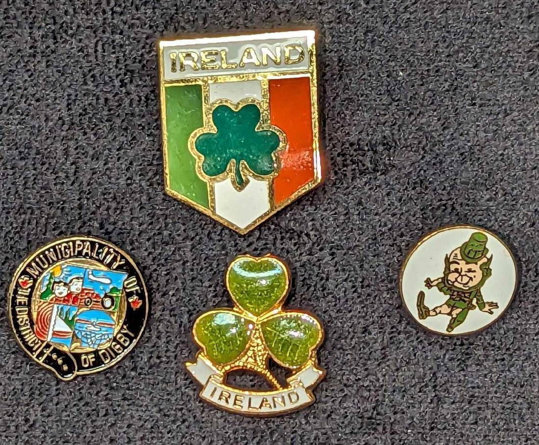 4 Ireland Enamel Pins/tie Tacks F18 Auction