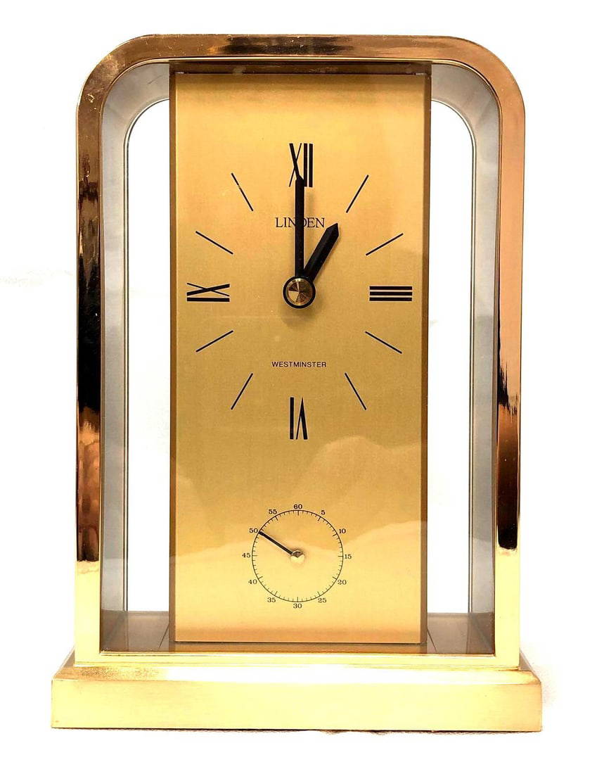 Vtg Linden Westminster Desk Clock Gold Tone Finish Auction