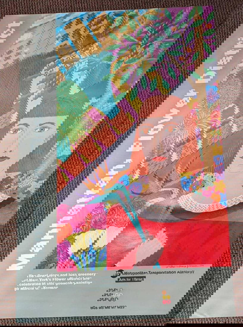 Signed Marcia G Yerman Manhattan Flower District Poster Auction