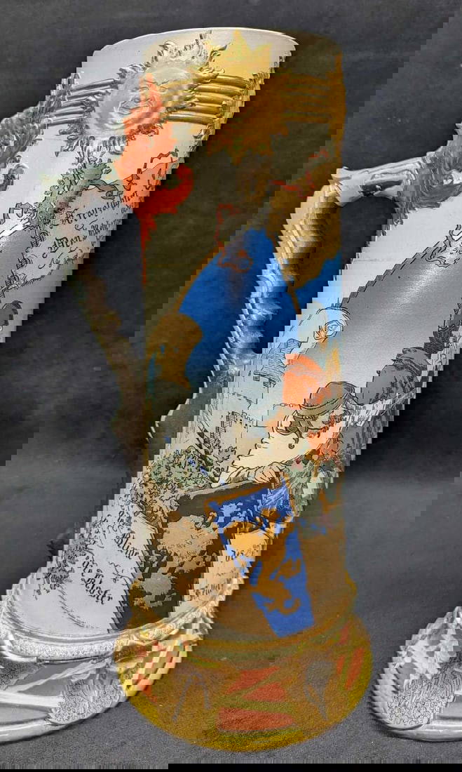 Vintage Mettlach Wine Earned Crusaders & Monks Stein Auction