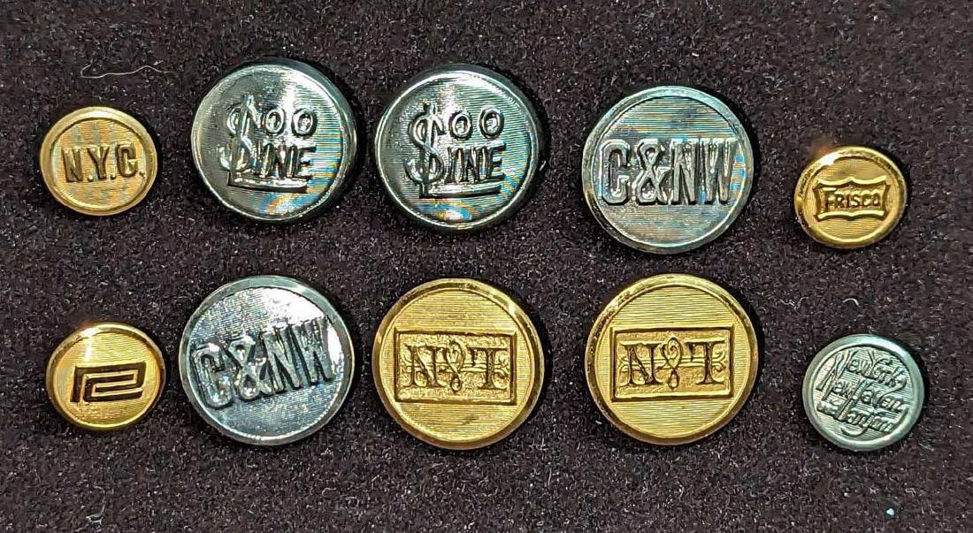 10 Vintage Railroad Uniform Buttons Penn Central N.y.c. Auction