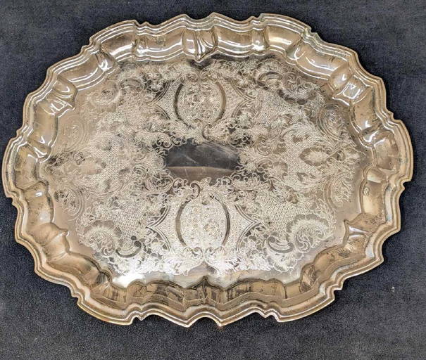 Vintage Pilgrim Silverplate Footed Serving Tray