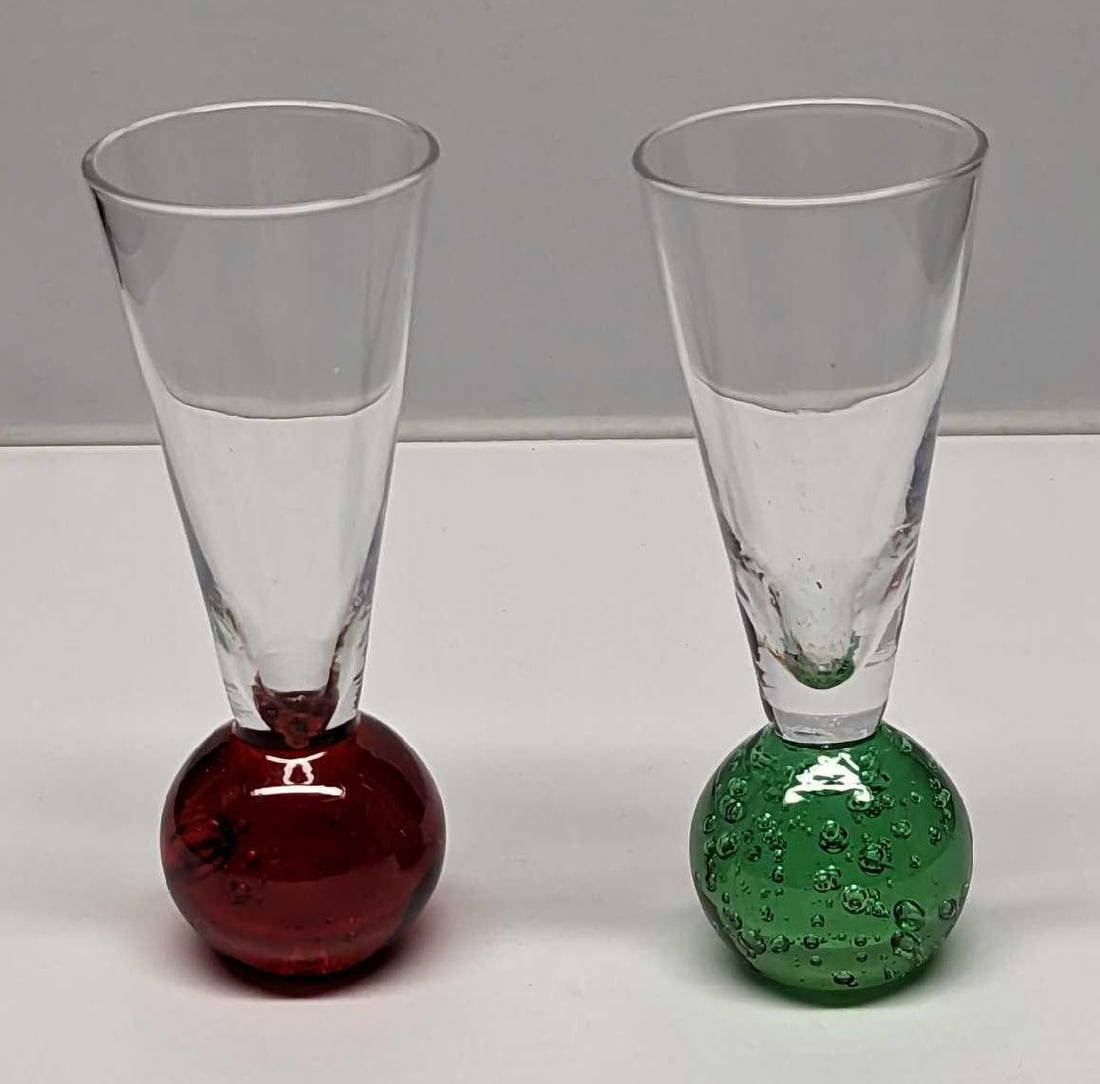 Ruby Red & Green Glass Bubble Ball Shooters Auction