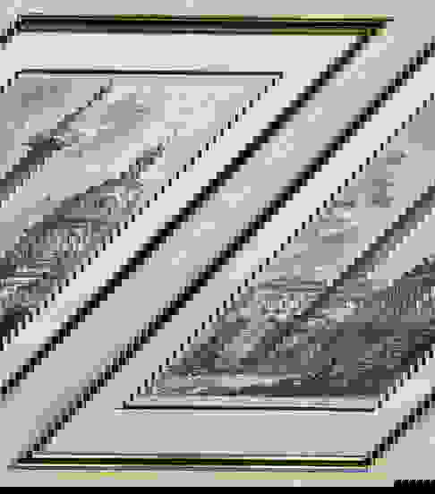 Framed Print Black & White Etching Of Salon Trajan's Column Auction