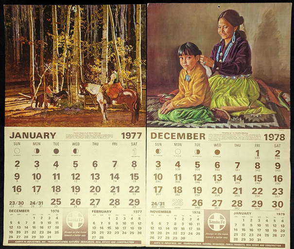 2 Santa Fe 1977 & 1978 Wall Calendars Hannings & Morrow