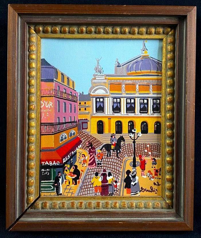 1992 Acrylic On Canvas Naive Style Painting France Auction