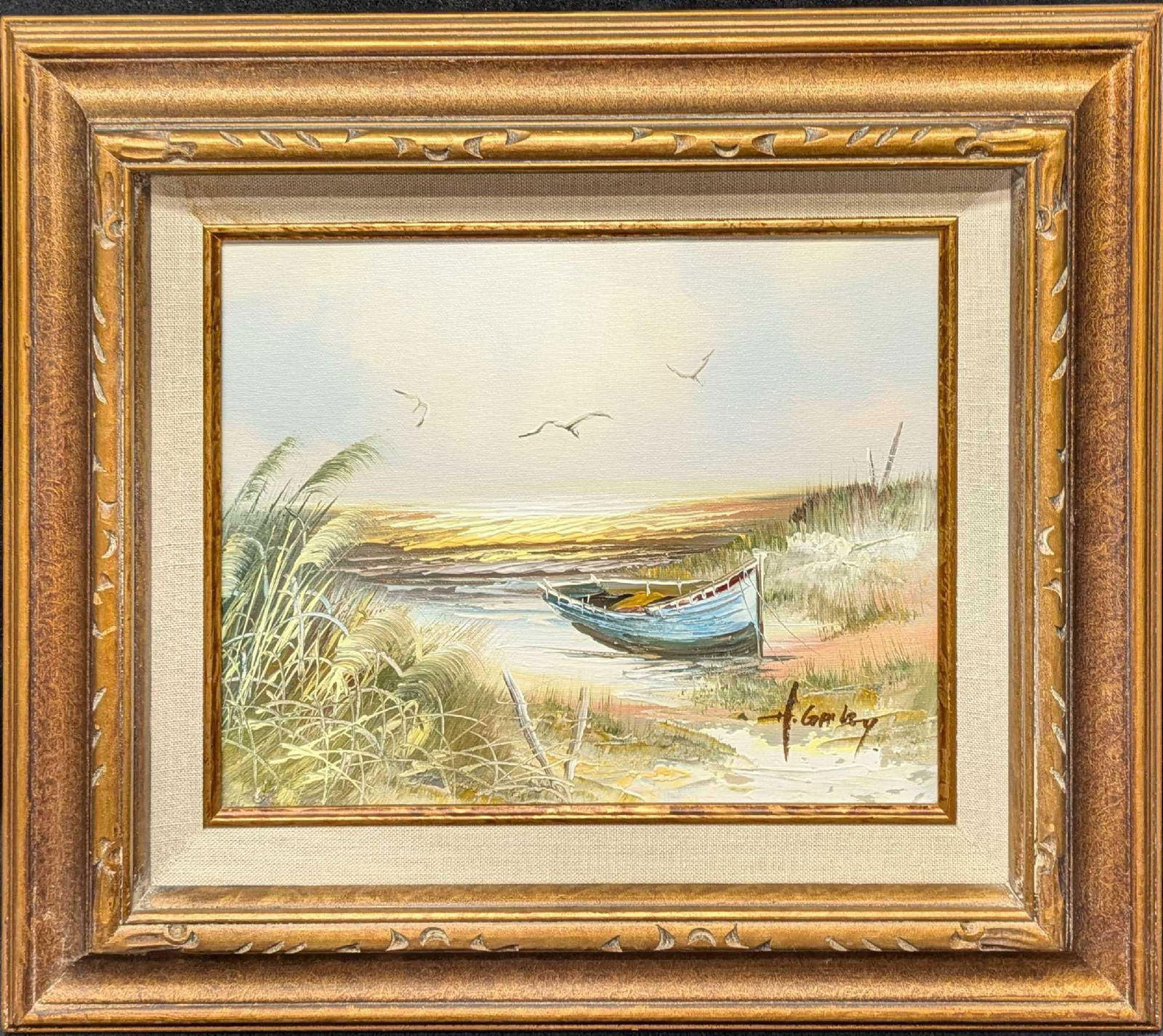Framed Howard Gailey Oil On Canvas Beach Scene With Coa Auction
