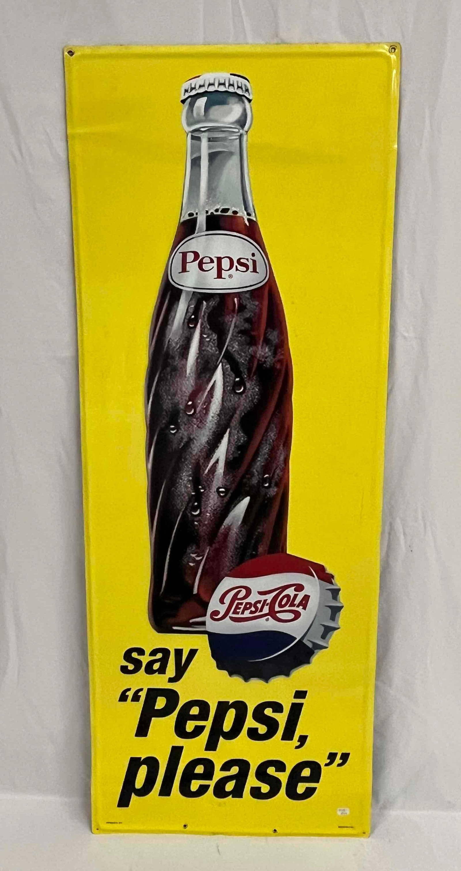 Vintage Metal Pepsi-cola Sign Say "pepsi Please" By Pepsico, Inc. (r119 ...