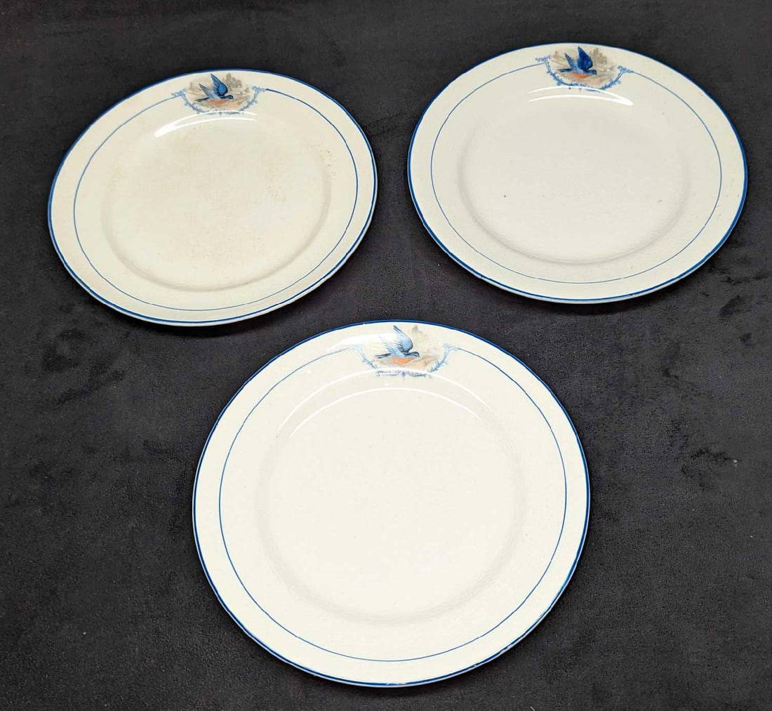 3 Vintage W.s. George Bluebird China Dinner Plates Auction