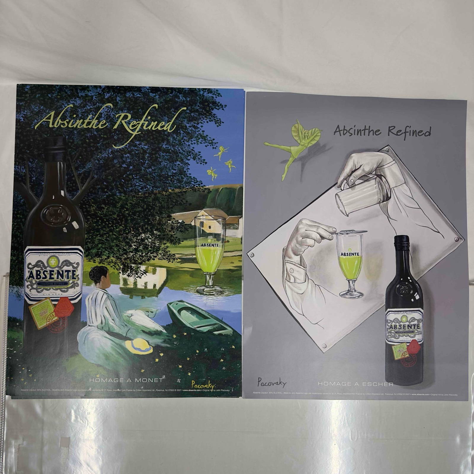 Absinthe Refined Ad Poster Homage A Monet Escher By John Pacovsky Set ...