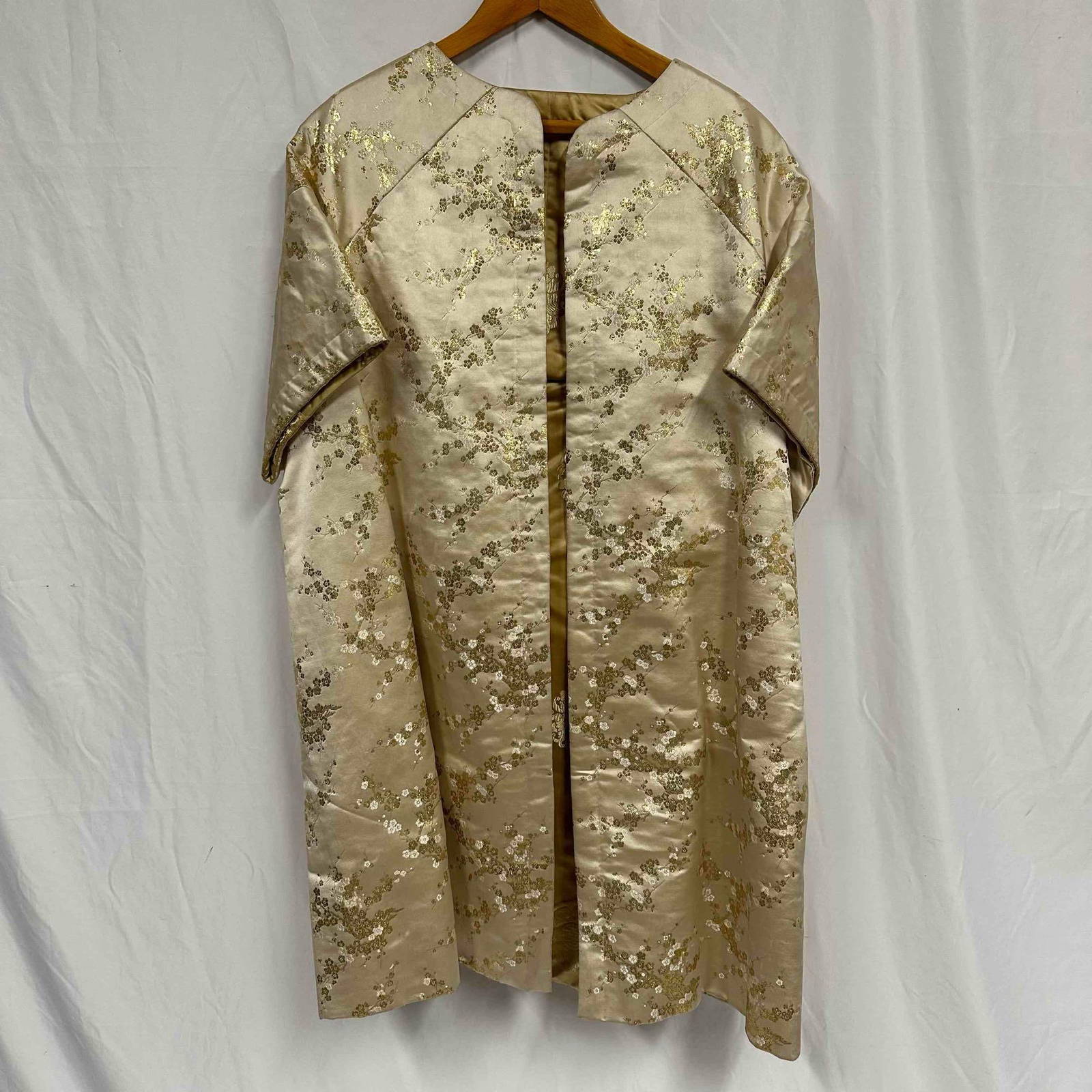 Chinese Asian Mandarin Style Long Coat Duster Jacket Brocade Silk Gold ...