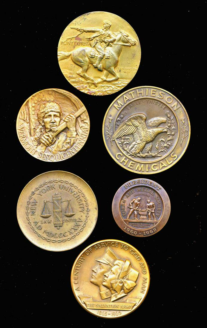 UNITED STATES 1927-1965. Six Medallic Art Medals (#0630) on Dec 07 ...