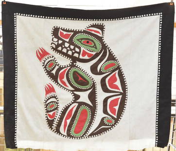 Tlingit Button Blanket W/ Wool, Felt, & Mother Of Pearl Buttons