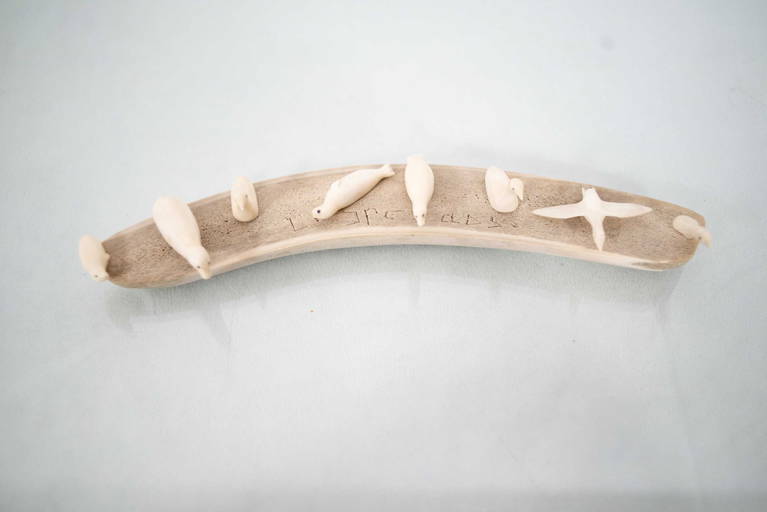 Inuit Bone Carving Mark Tungilik Artic Animals 1970's