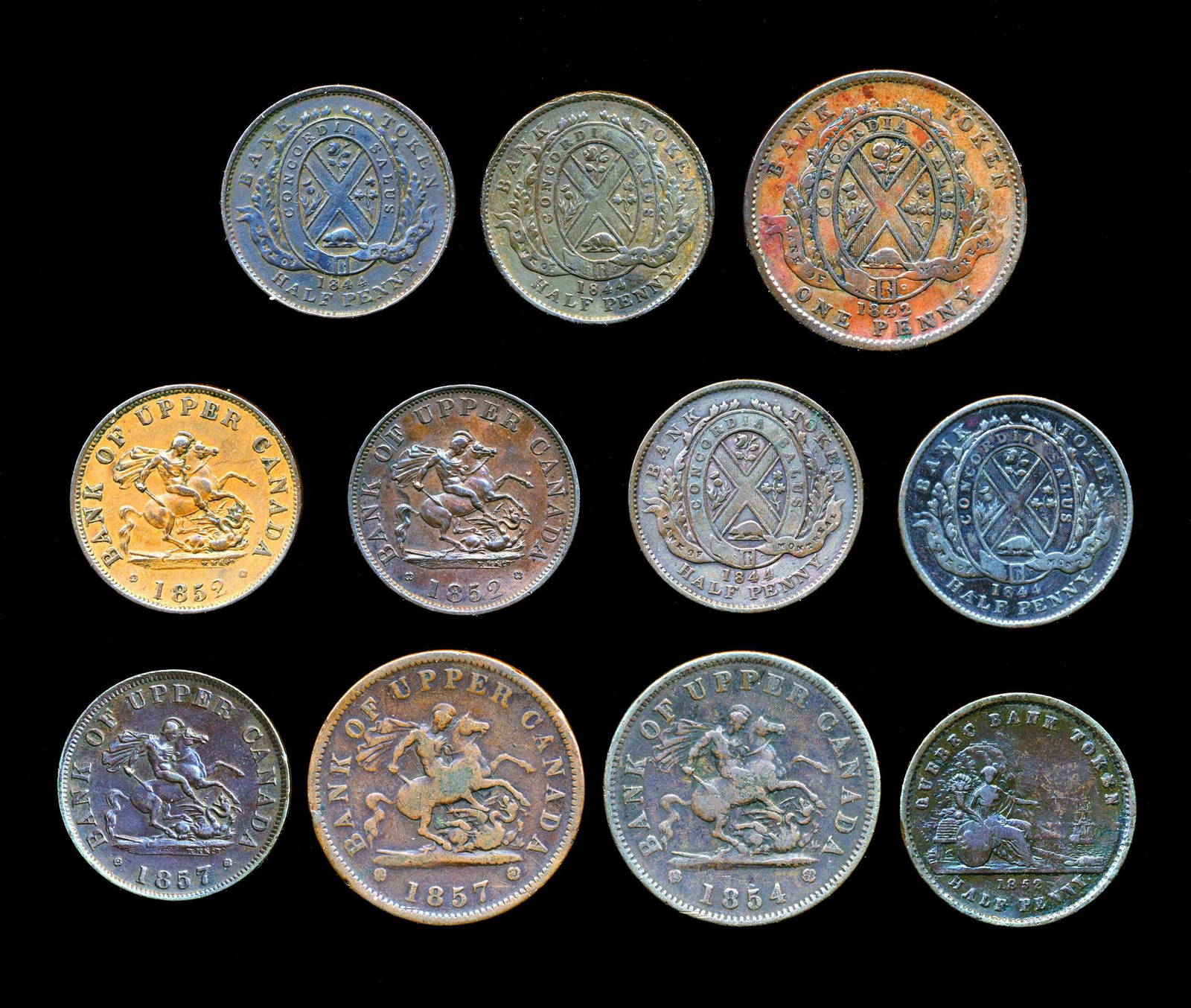 Canada Token 1842-1857 A Lot Of 11 Bank Tokens Auction