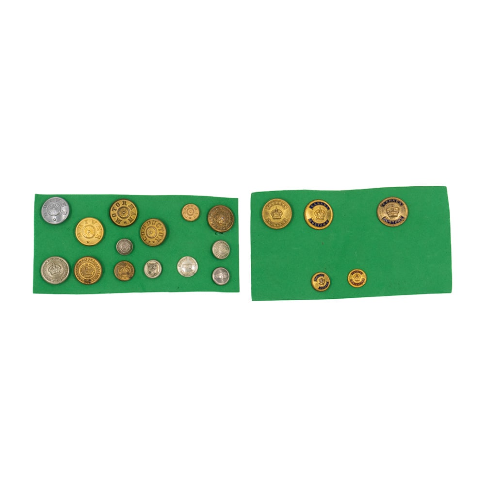 Lot Of Vintage Uniform Buttons, Transport And Customs Auction