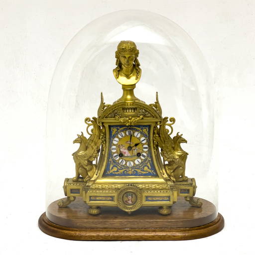 Louis Achille Brocot French Sevres Style Gilt Bronze & Porcelain Mantel ...