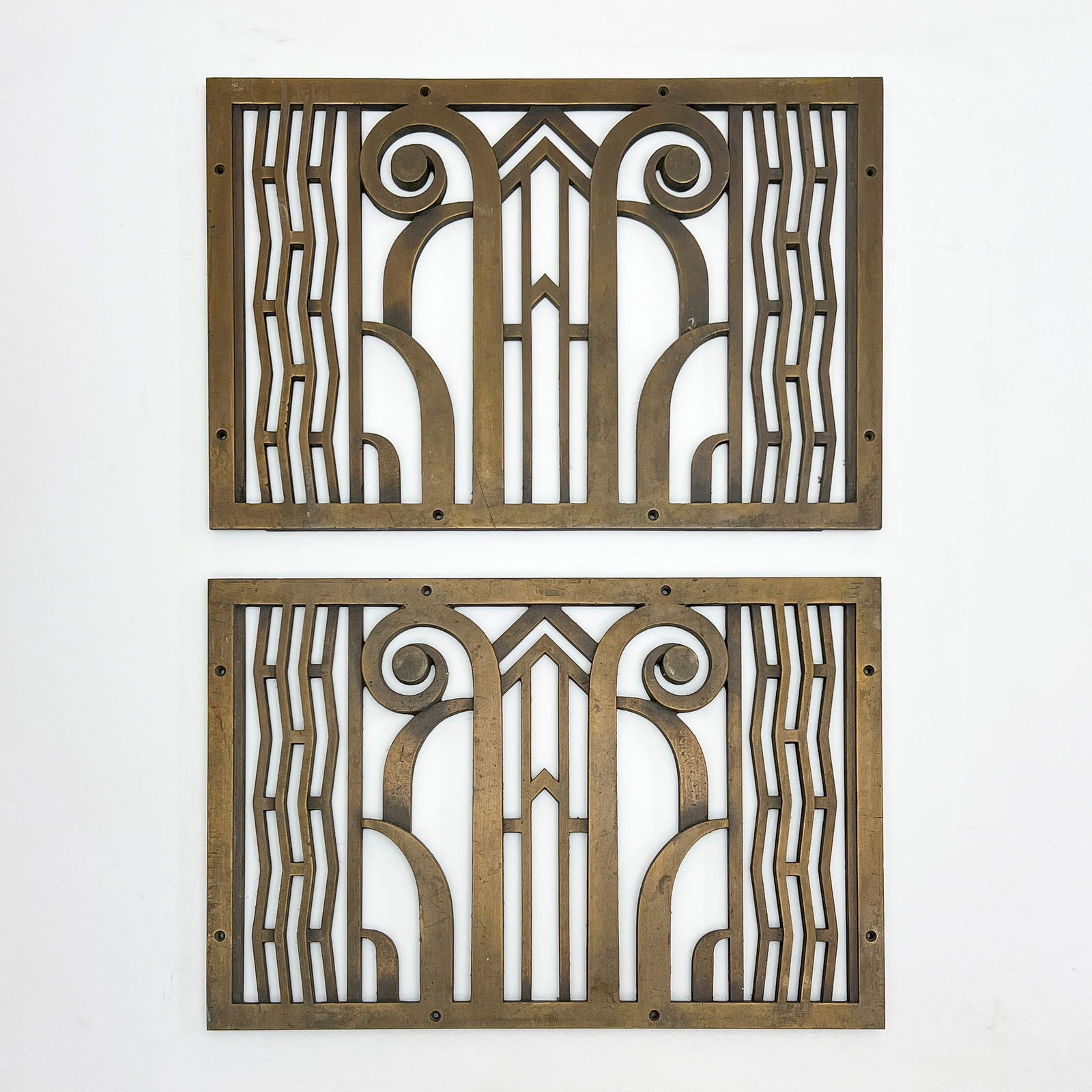 Art Deco Bronze Grates, Pair Auction