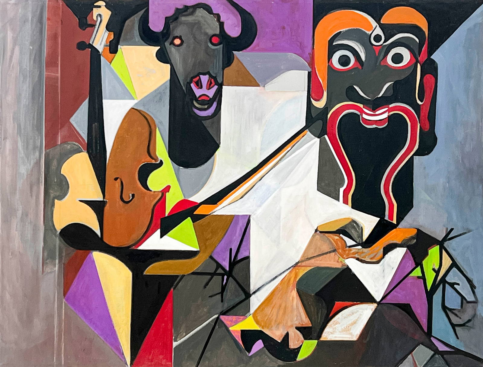 Leonard Alberts -two Masks And Violin Auction