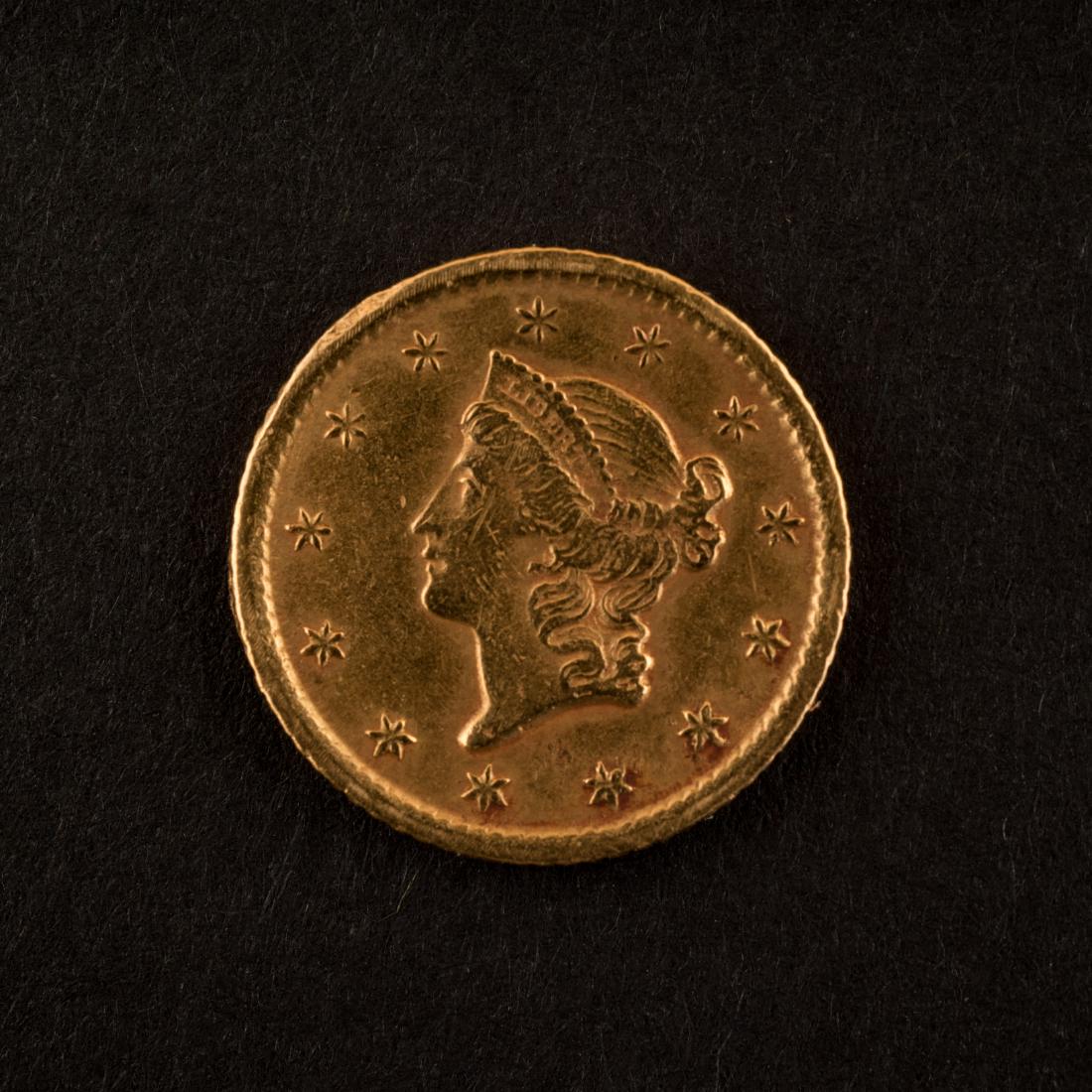 1853 O $1 LIBERTY TYPE 1 GOLD COIN F