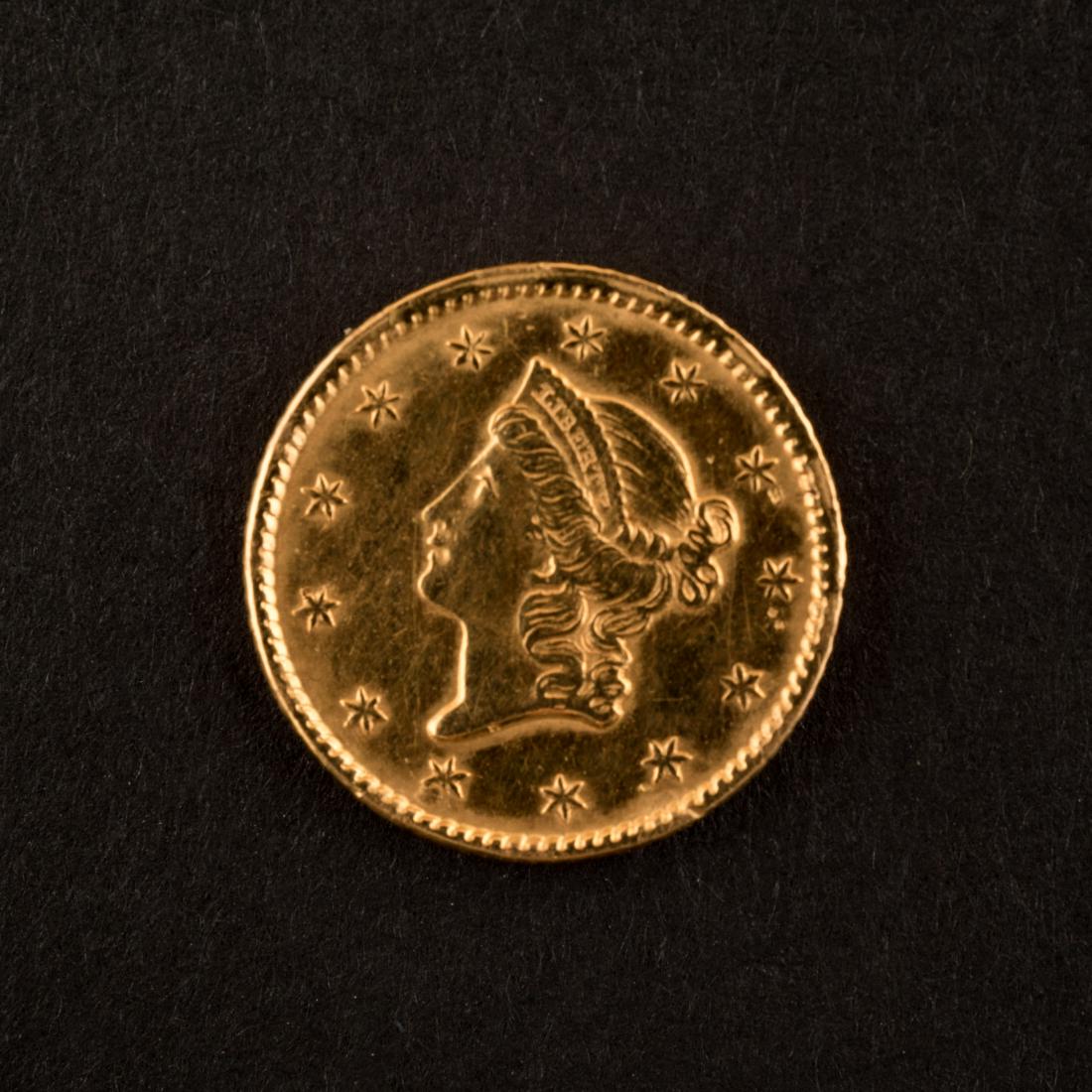 1852 $1 LIBERTY HEAD TYPE 1 GOLD COIN FINE