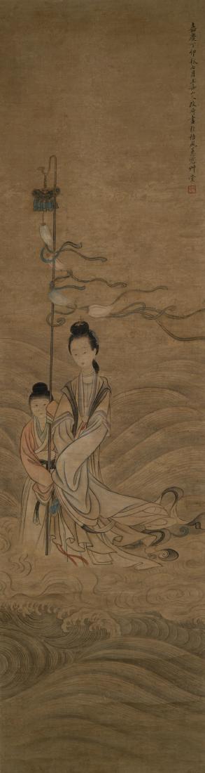 ca 1807 QING DYNASTY, GAI QI LADY SCROLL PAINTING