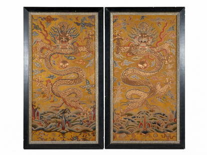 Chinese Embroidery Kesi Tapestry Of Yellow Jambhala