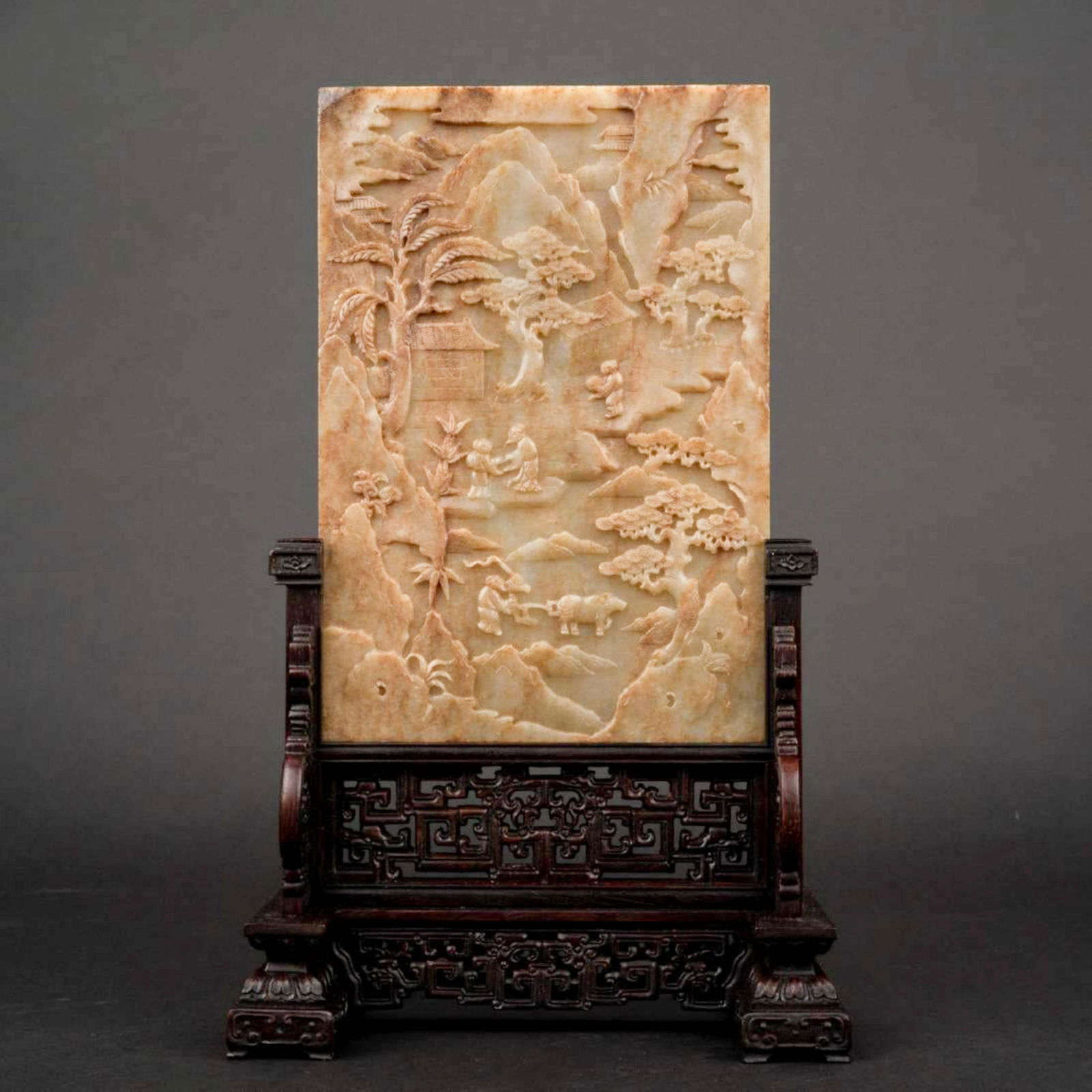 Chinese Jade Panoramic Table Screen